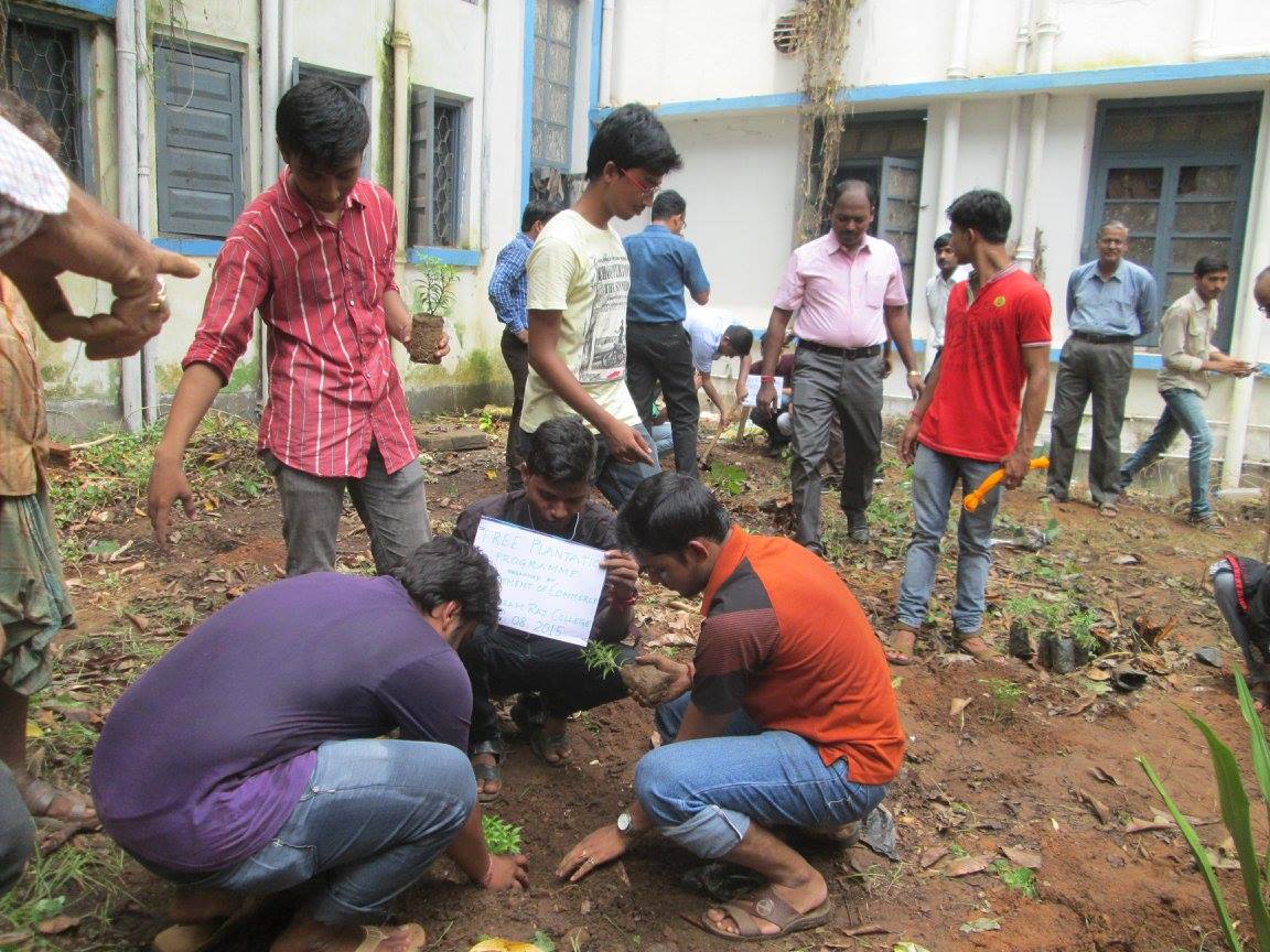 Students planting saplings